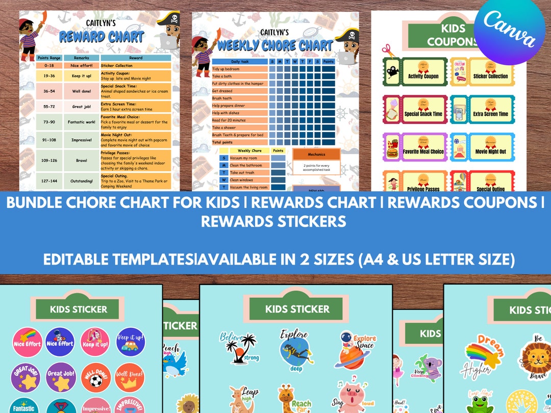 Kids Pirate Chorechart Bundle Routine Chart for Kids Responsibility ...