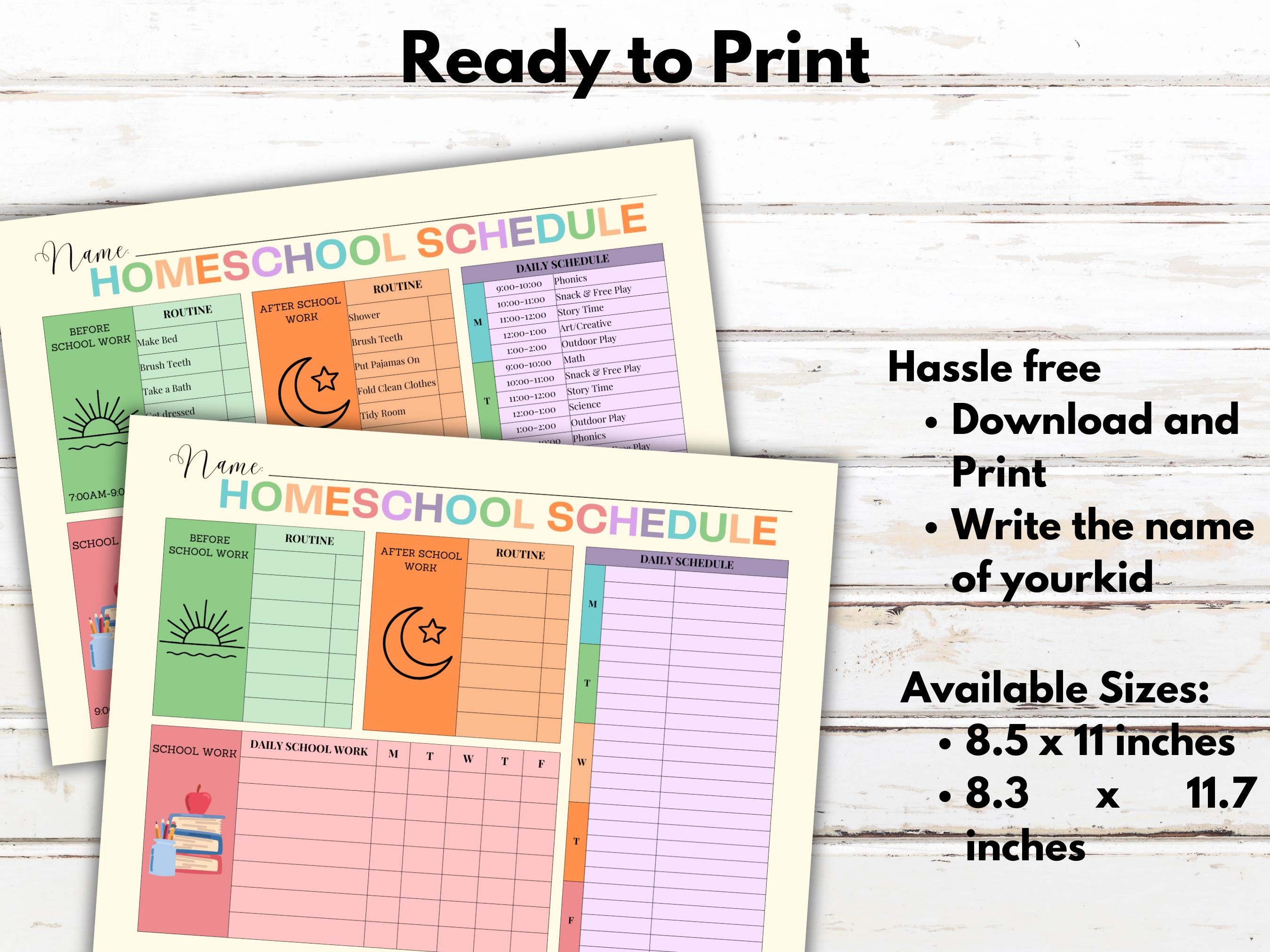 Editable Kids Homeschool Schedule, Homeschool Schedule, Homeschool ...