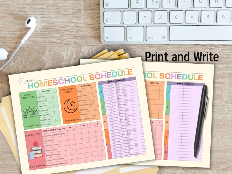 Editable Kids Homeschool Schedule, Homeschool Schedule, Homeschool ...