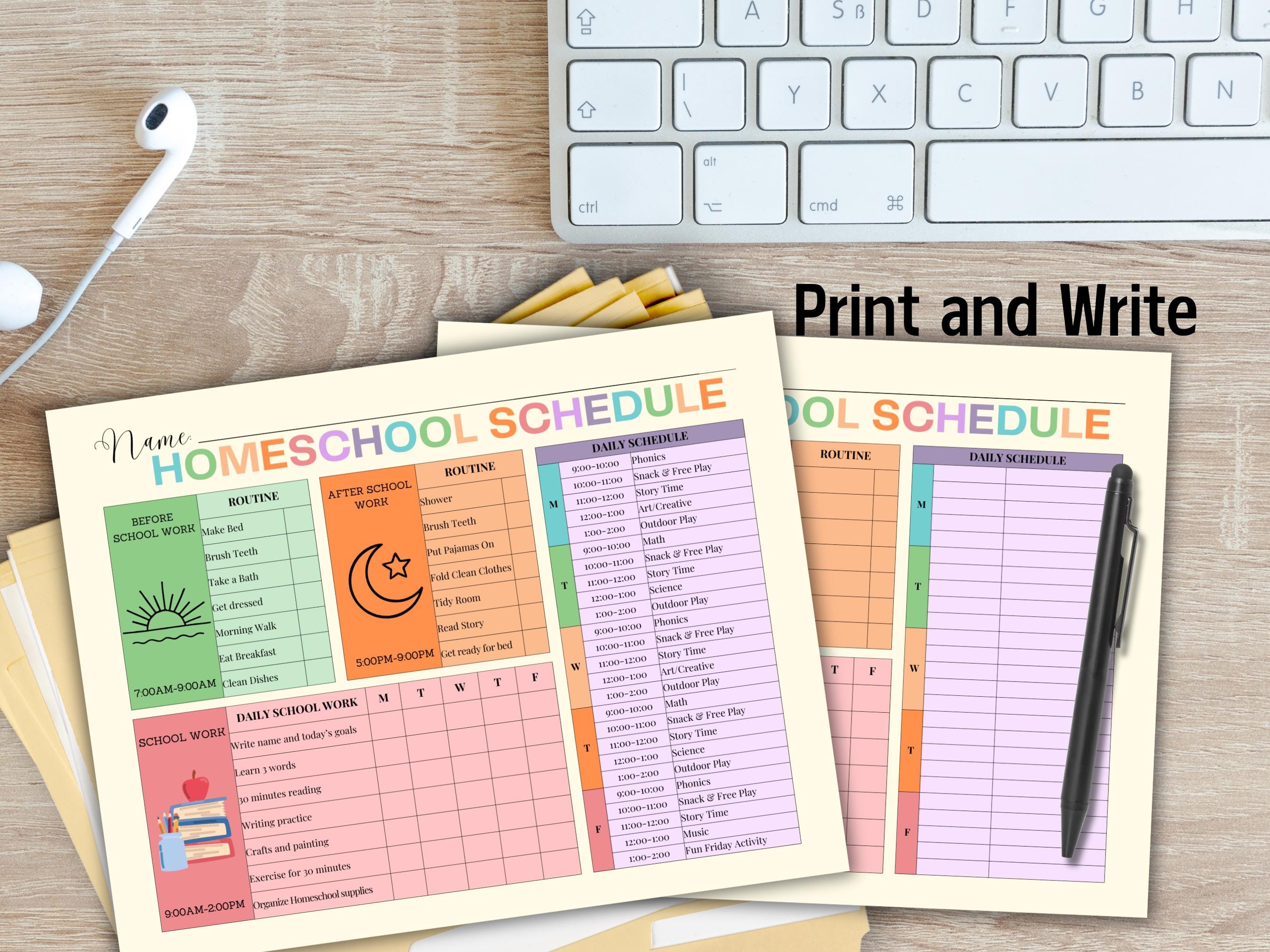 Editable Kids Homeschool Schedule, Homeschool Schedule, Homeschool ...