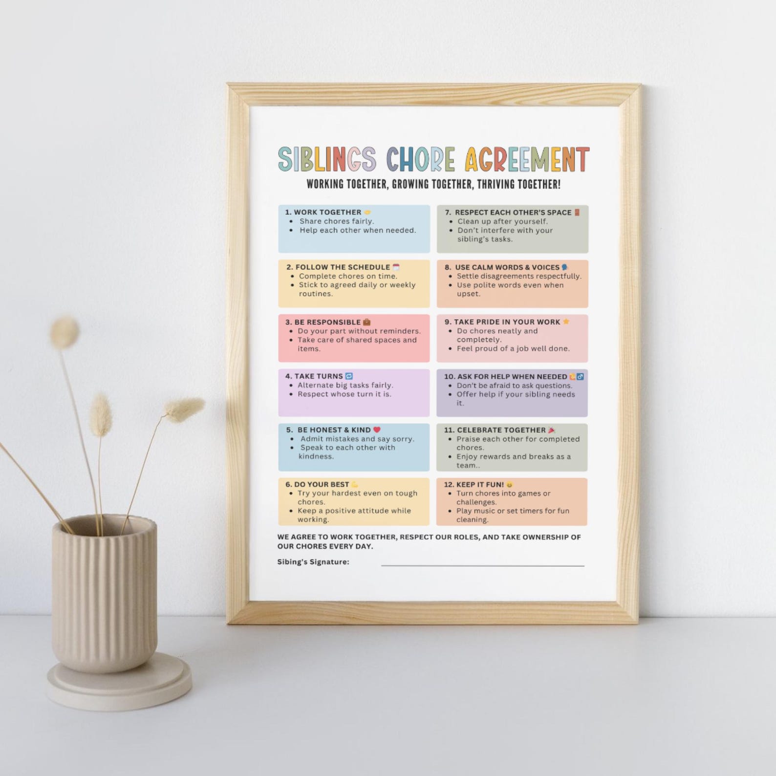 Editable Sibling Chore Chart: Kids Responsibility Template (canva, PDF ...