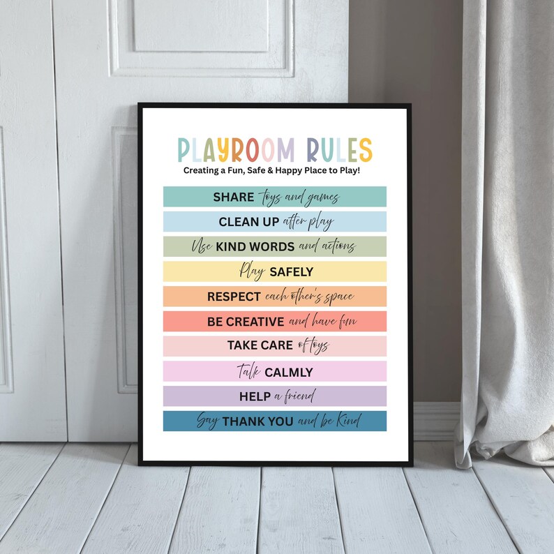 Playroom Rules Poster, Kids Playroom Wall Art, Fun Playroom Sign ...