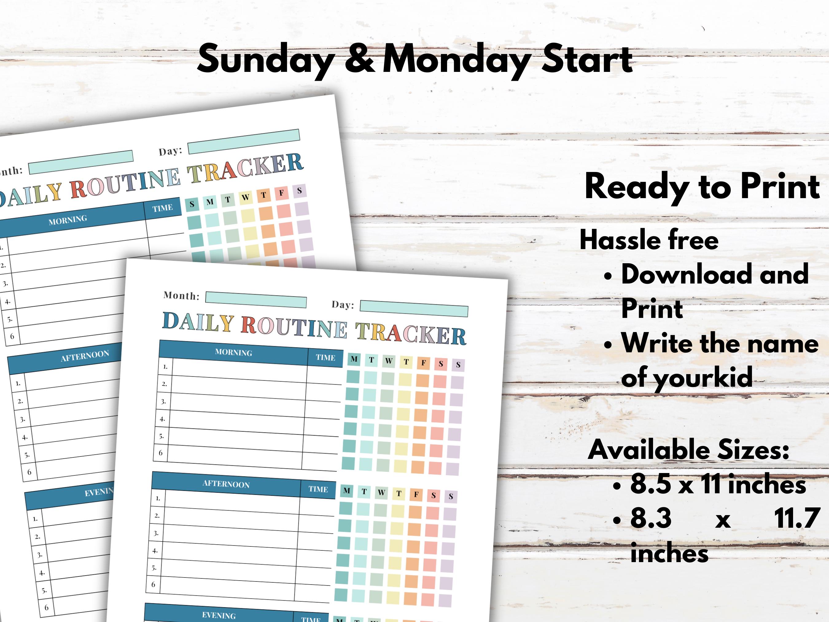 Editable Daily Routine Chart, Daily Checklist, Morning Routine, Habit ...