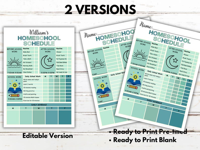 Editable Kids Homeschool Schedule, Homeschool Planner for Kids ...
