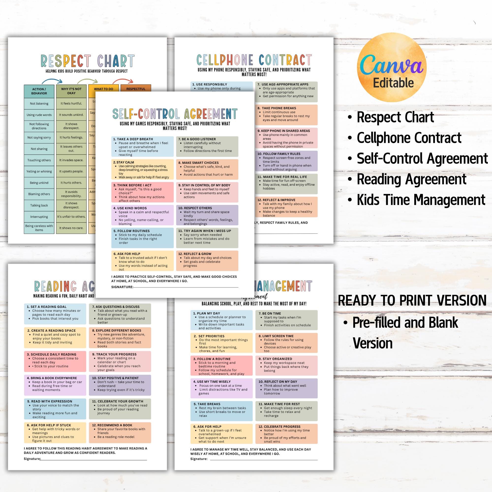 Editable Kids Chart Bundle, Kids Responsibility, Behavior Consequence ...