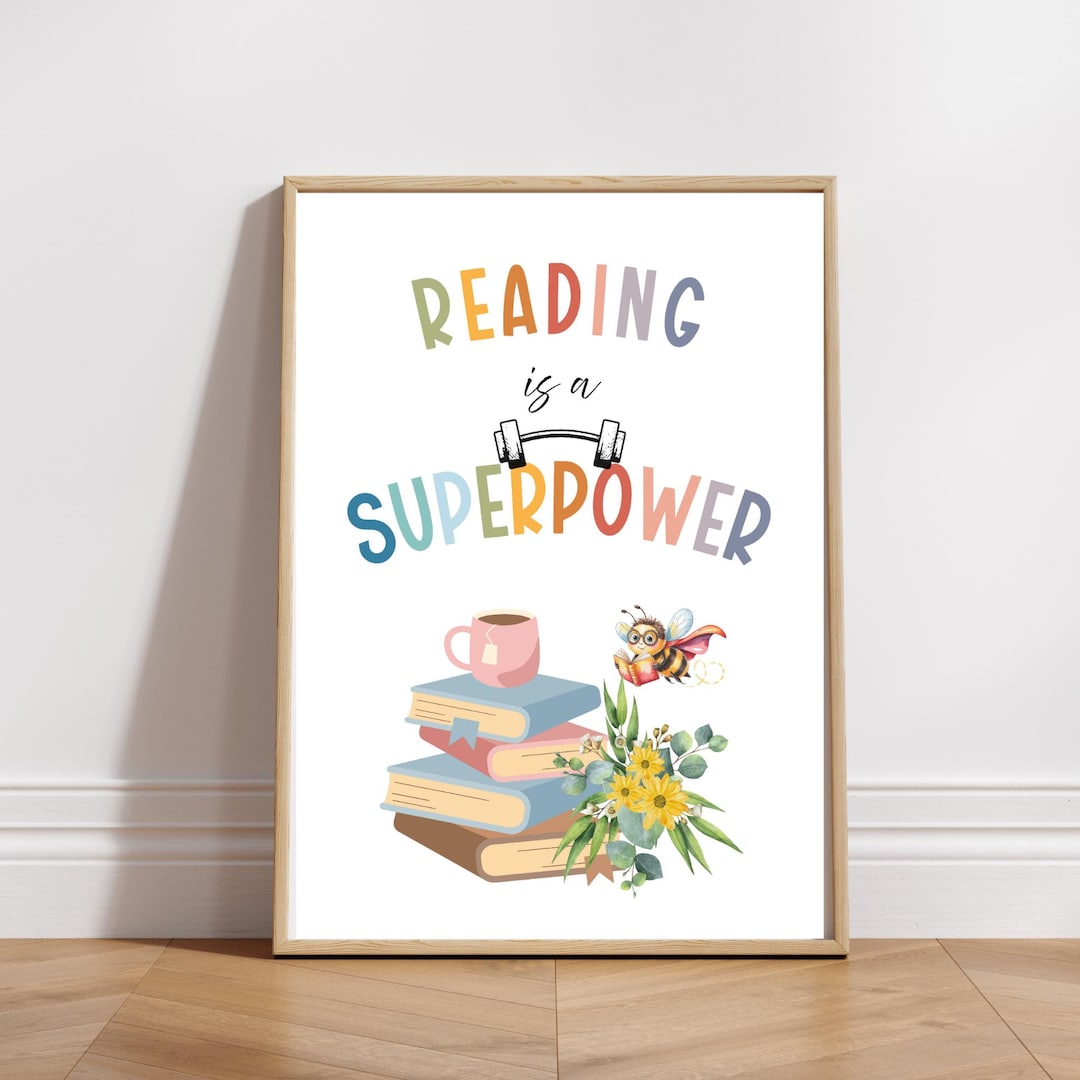 Reading is a Superpower Poster, Reading Corner Poster for Kids ...