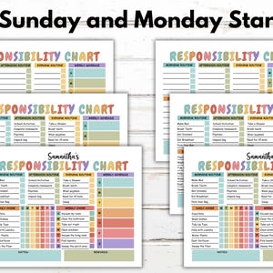 Editable Kids Chore Chart, Responsibility Tracker (digital Download) - Etsy