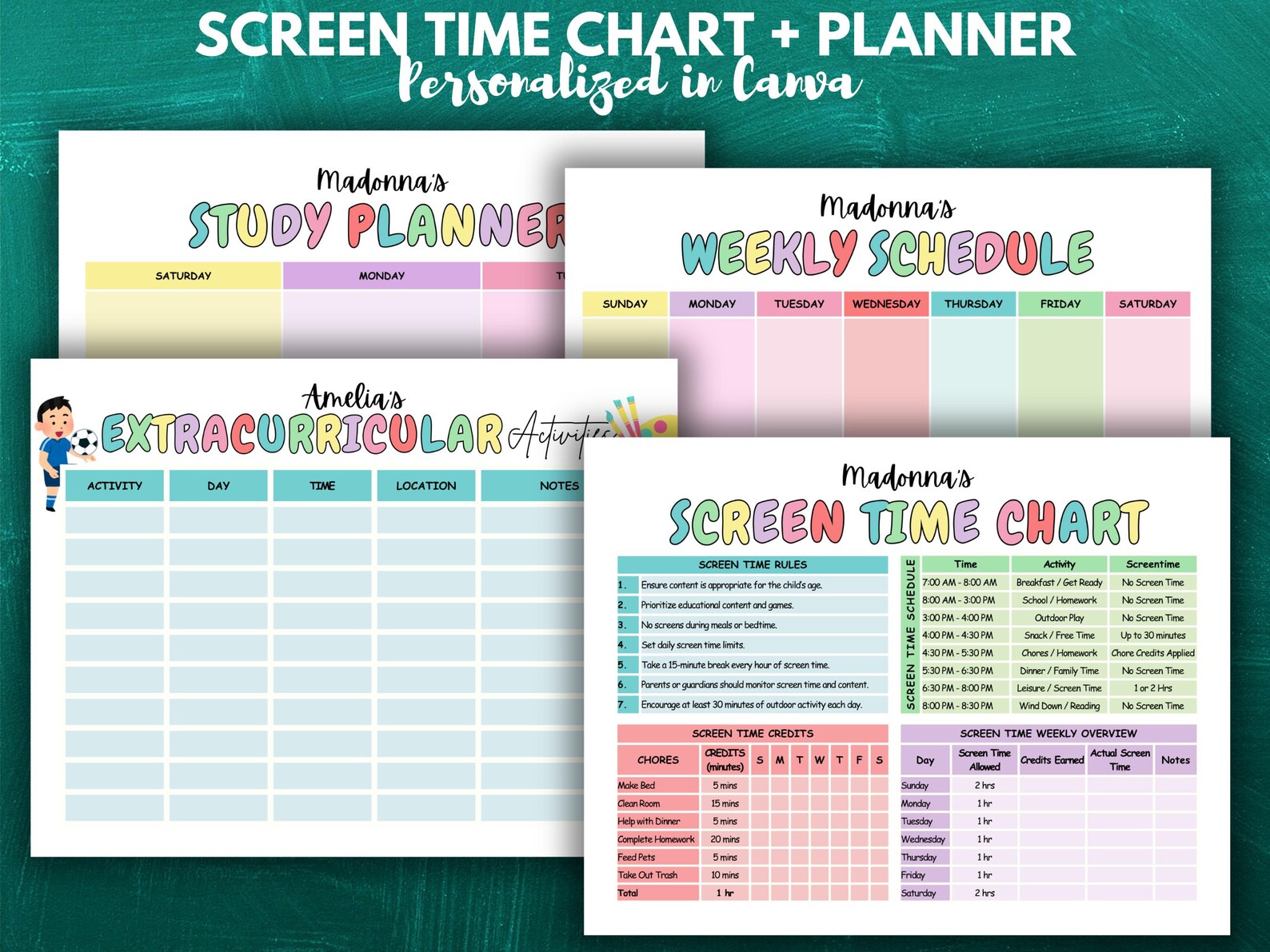 Kids Editable Daily Checklist, School Routine, Kids Planner, School ...