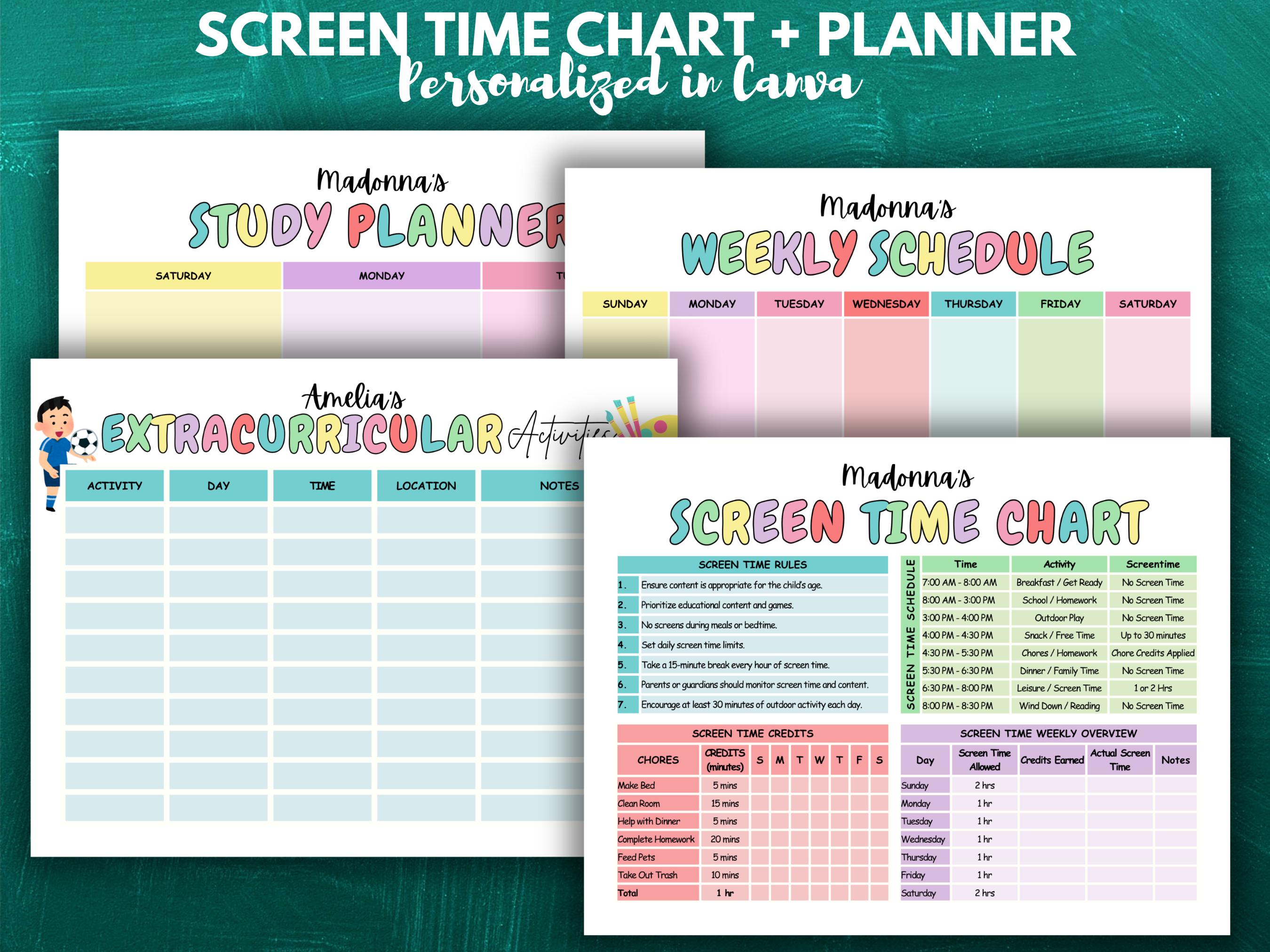 Kids Editable Daily Checklist, School Routine, Kids Planner, School ...