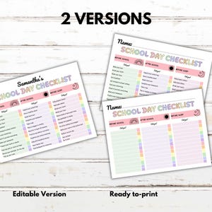 Editable Kids Before and After School Checklist, School Day Checklist ...