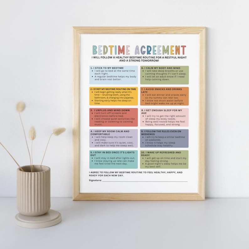 Bedtime Routine Checklist for Kids, Bedtime Rules, Bedtime Schedule ...