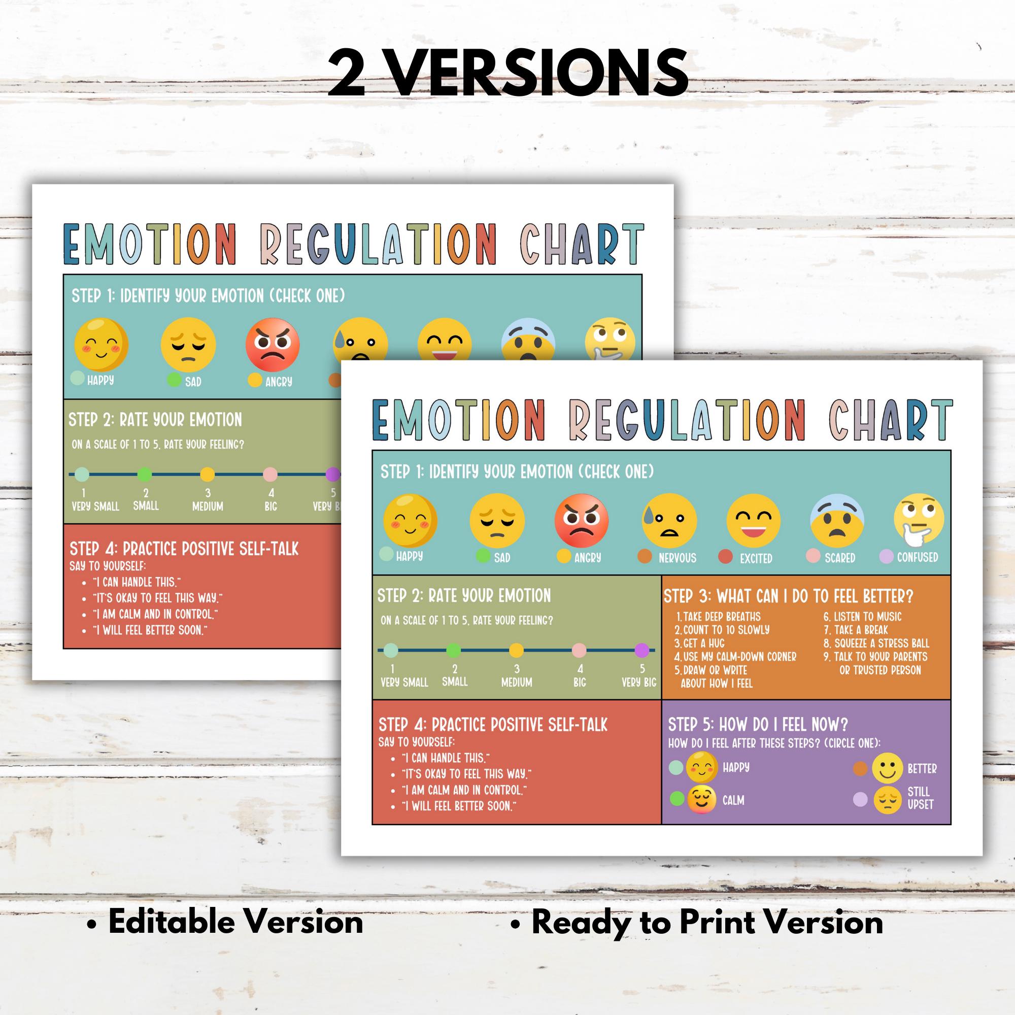Kids Emotion Regulation Chart, Kids Emotion Management Chart, Feelings ...