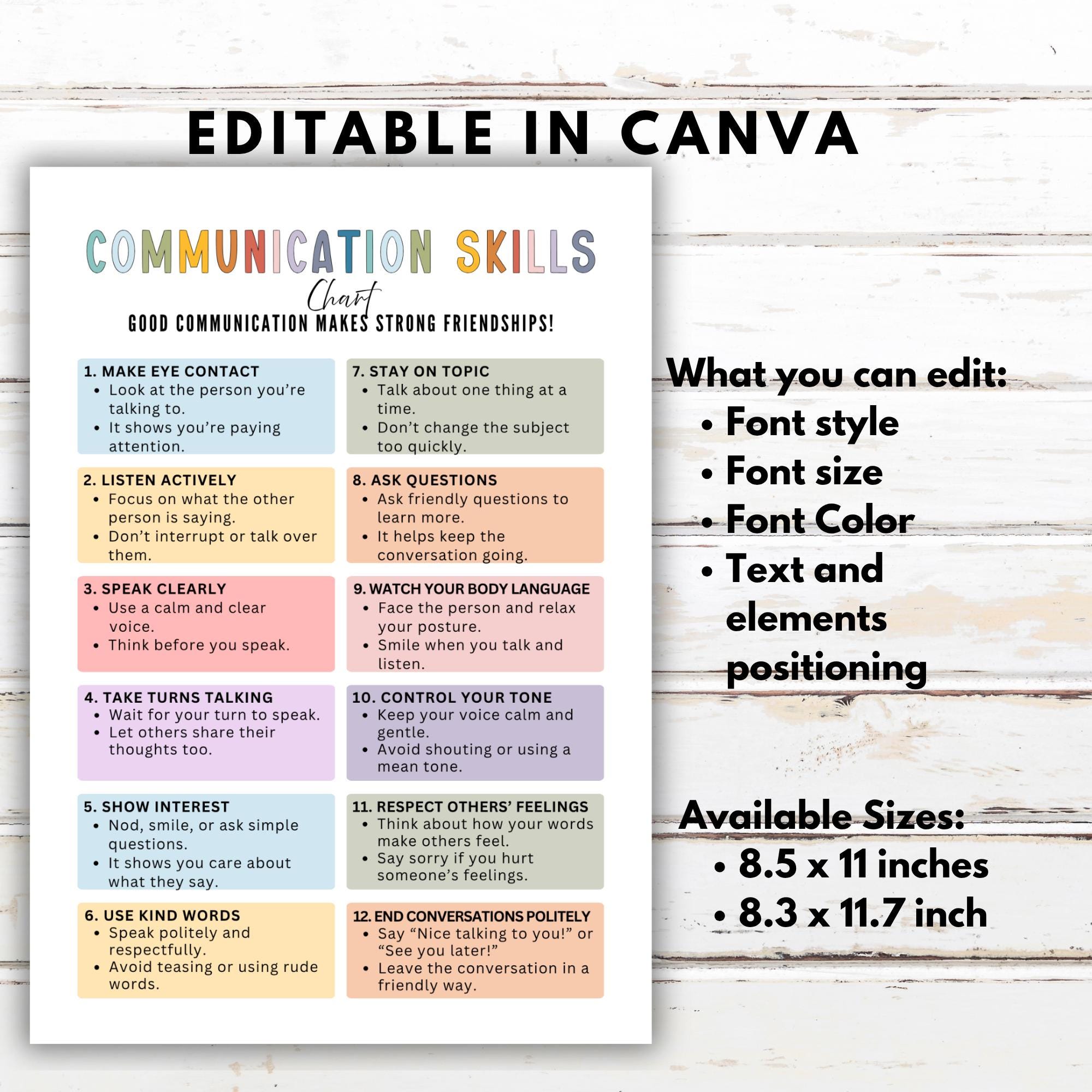Communication Skills Chart, Kids Communication, Manners Chart, Social ...