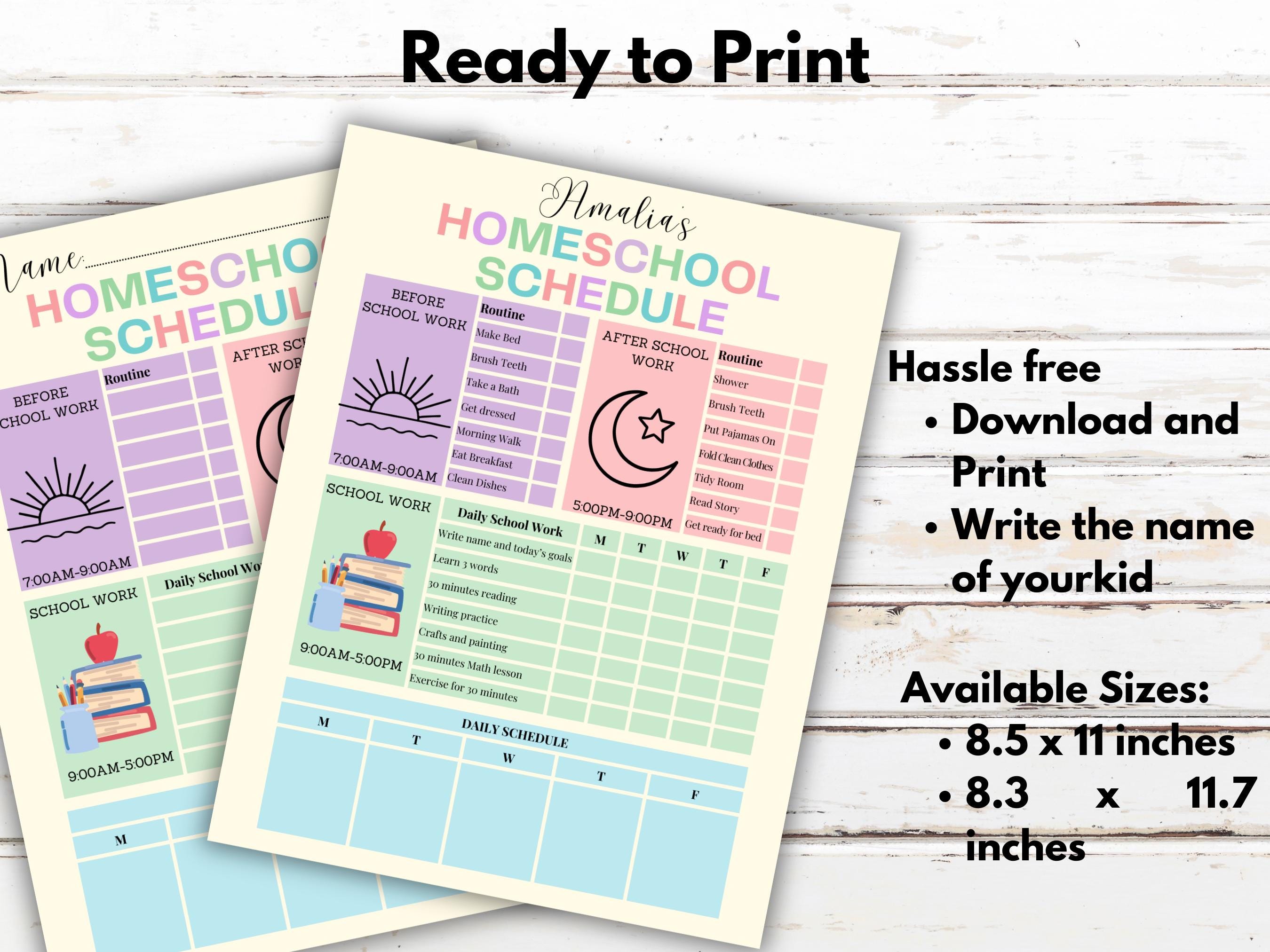 Editable Homeschool Schedule, Kids Homeschool Planner for Kids ...