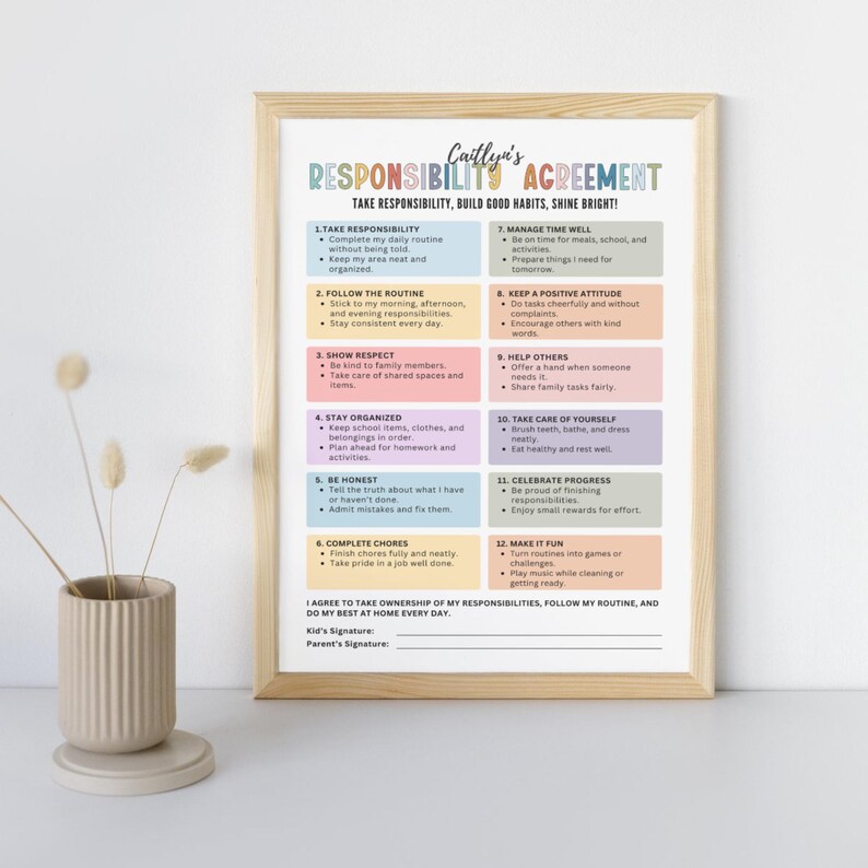 Kids Responsibility Chart, Responsibility Contract, Kids Routine, Kids ...