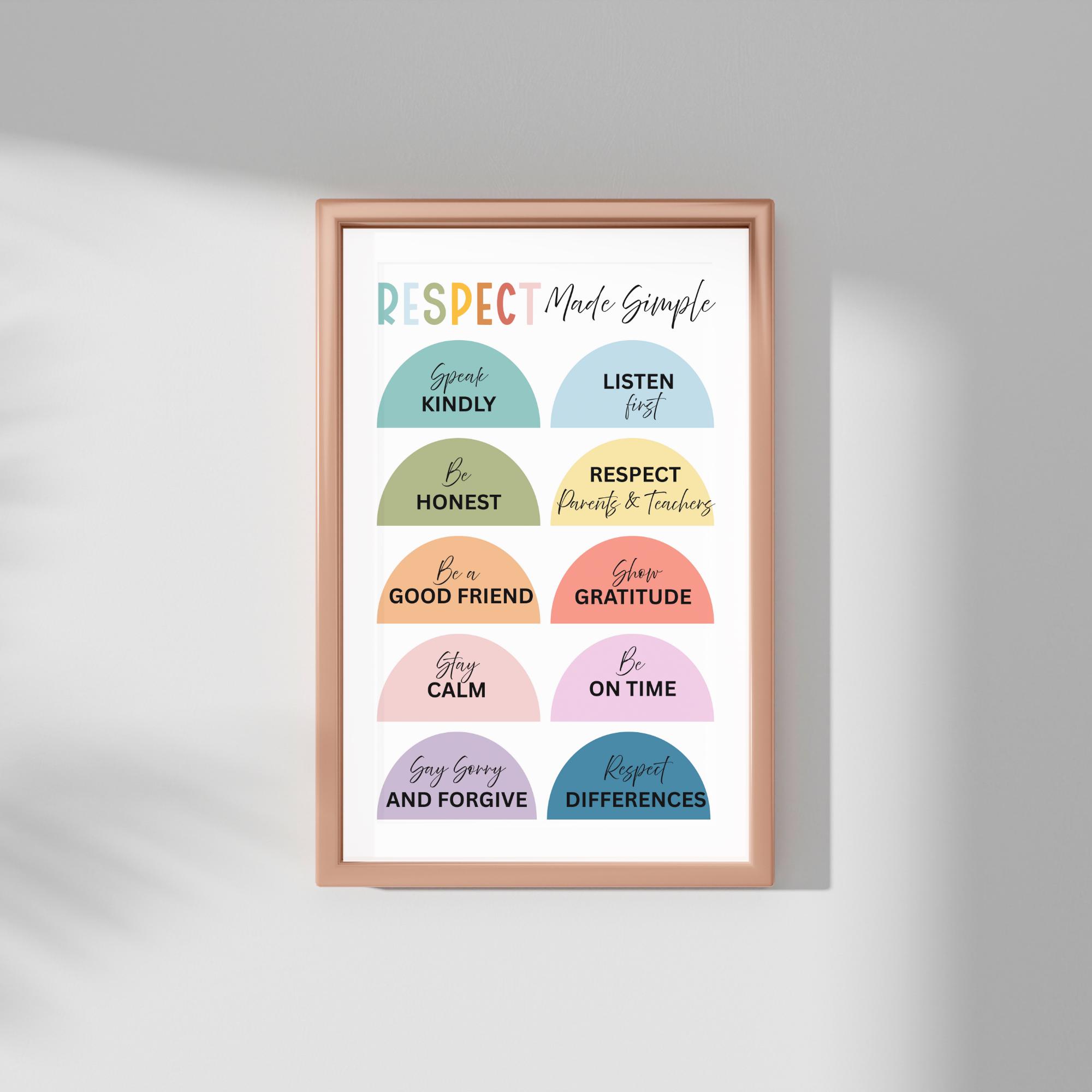Printable Respect Poster, Behavior Poster, Discipline Poster, Respect ...