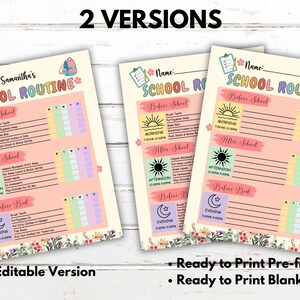 Daily School Checklist for Kids, Before After School Schedule, Routine ...