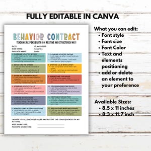 Behavior Contract, Behavior Agreement for Kids, Action Behavior ...