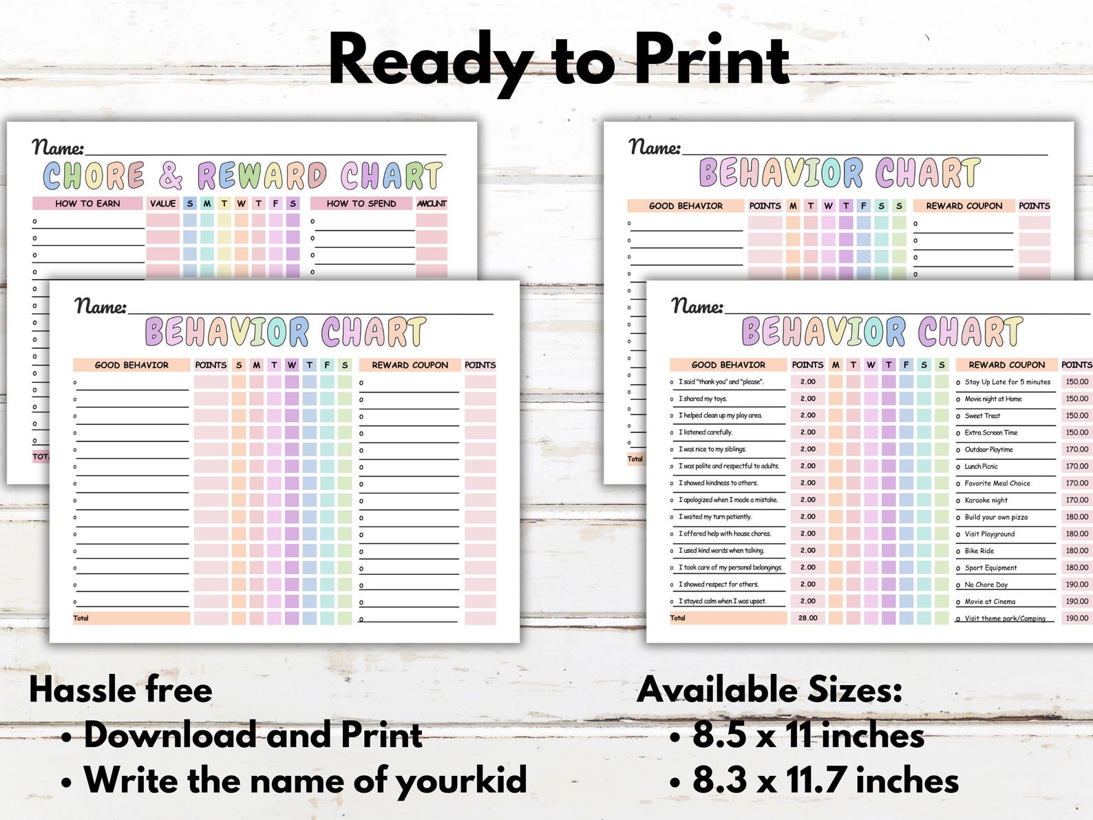 Editable Behavior Chart, Behavior Chart for Kids, Behavior Tracker ...