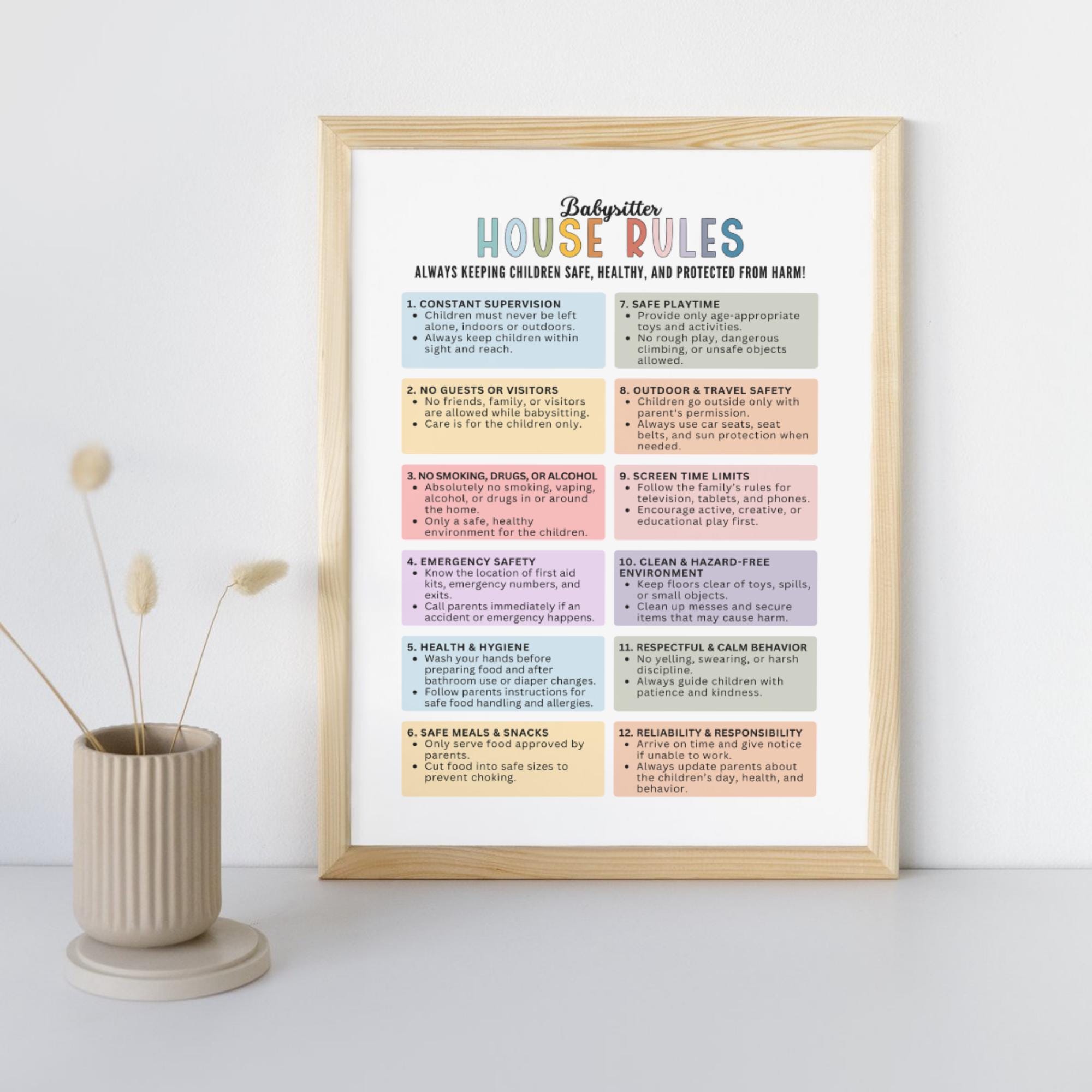 Editable Babysitter Chart, Family Information Sheet, Babysitter ...