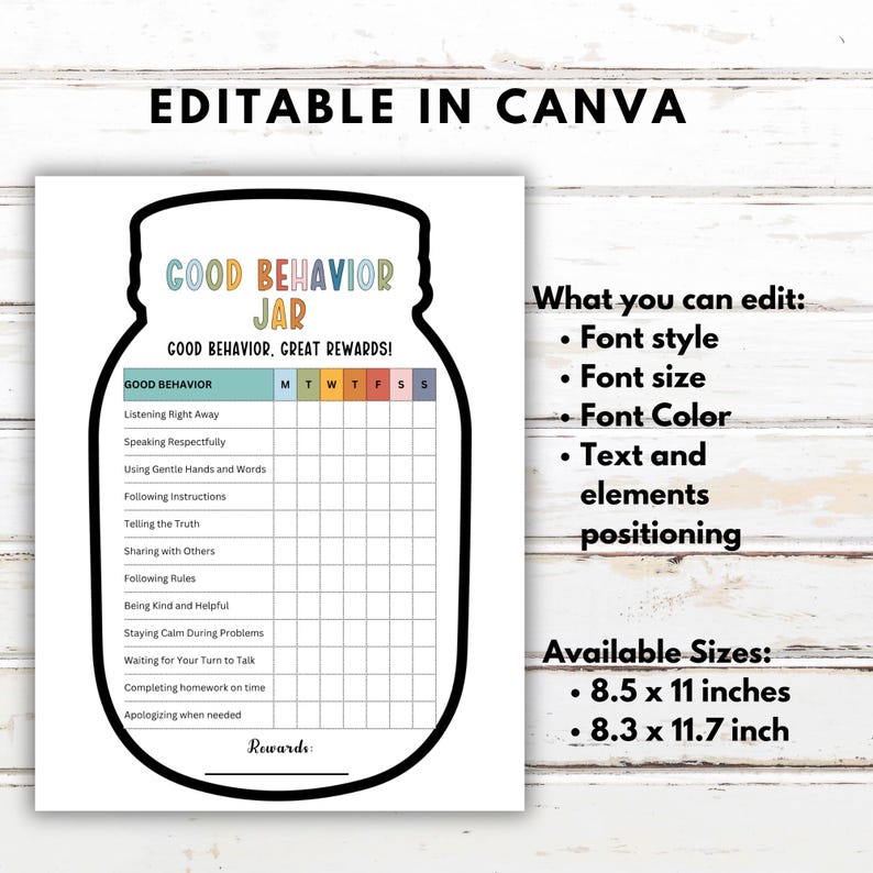Editable Kids Chart Bundle, Kids Responsibility, Behavior Consequence ...