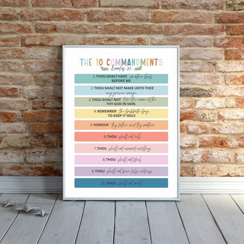 Printable the 10 Commandments Poster, Classroom Decoration, Christian ...