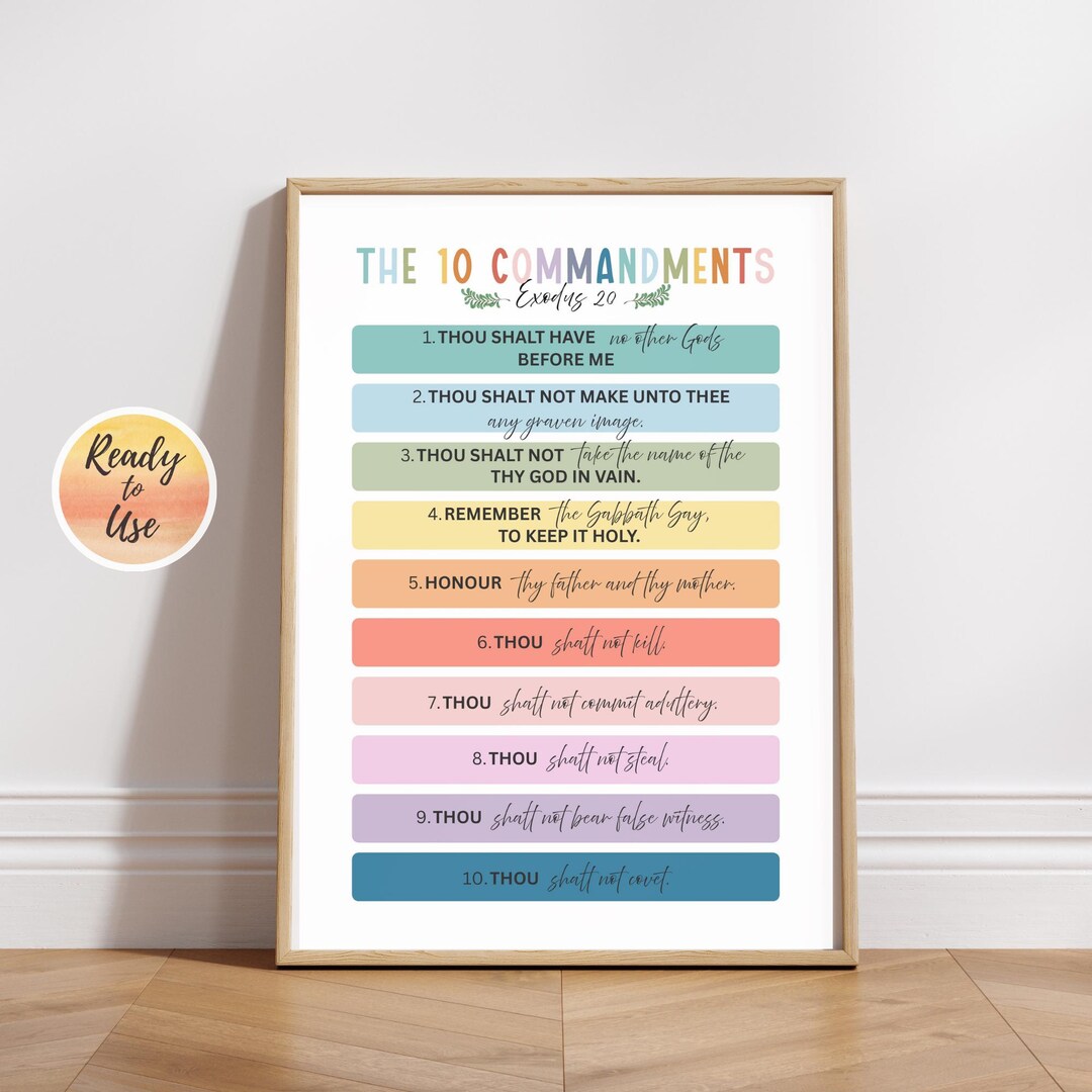 The 10 Commandments Printable Poster, Classroom Decoration, Christian ...
