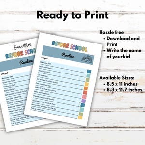 Editable School Day Routine Chart, Before School After School Routine ...