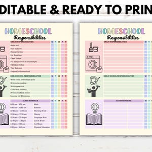 Kids Homeschool Responsibilities Chart, Kids Homeschool Chore Chart ...