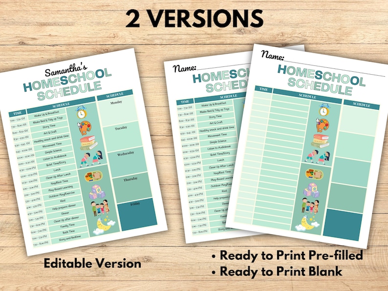 Kids Homeschool Schedule: Time Block Planner (canva Editable, PDF) - Etsy