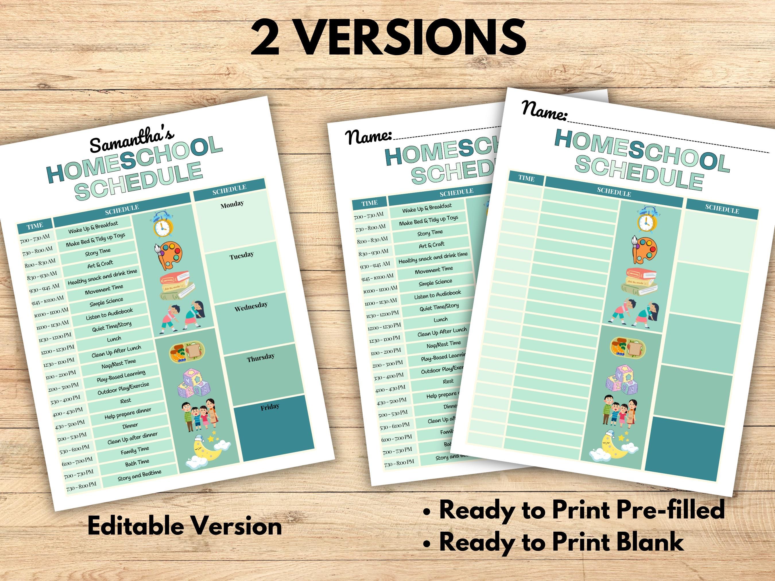 Homeschool Schedule, Kids Homeschool Planner, Kids School Routine ...