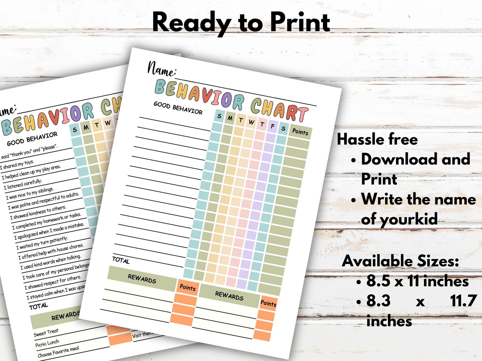 Kids Behavior Chart, Behavior Checklist, Good Behavior Tracker, Good ...