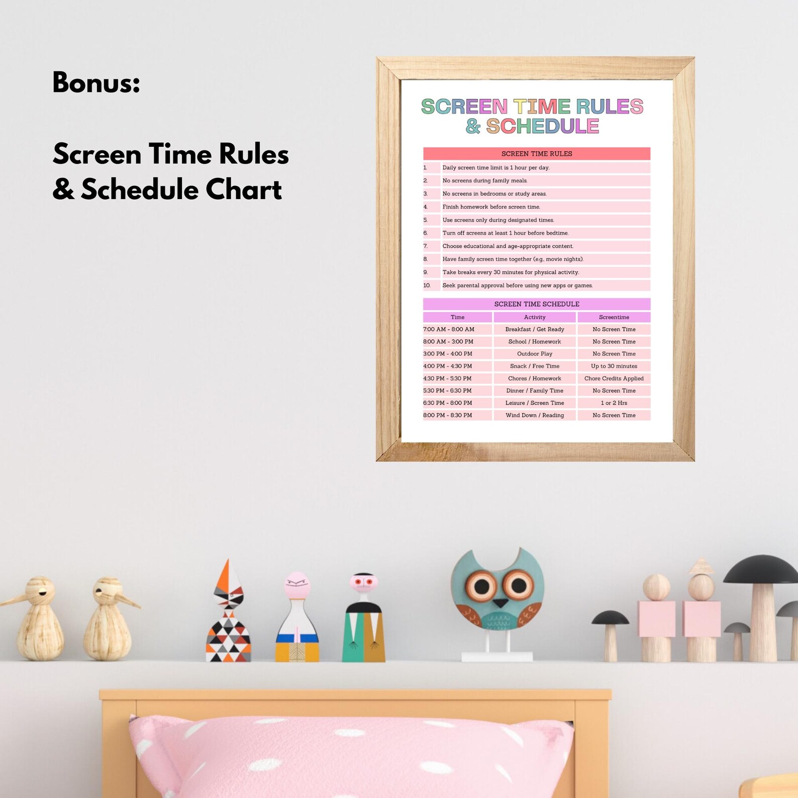 Kids Screen Time Chart, Screen Time Tracker for Kids, Kids Screen Time ...