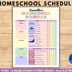 Kids Homeschool Schedule, Homeschool Daily Planner for Kids, Homeschool ...