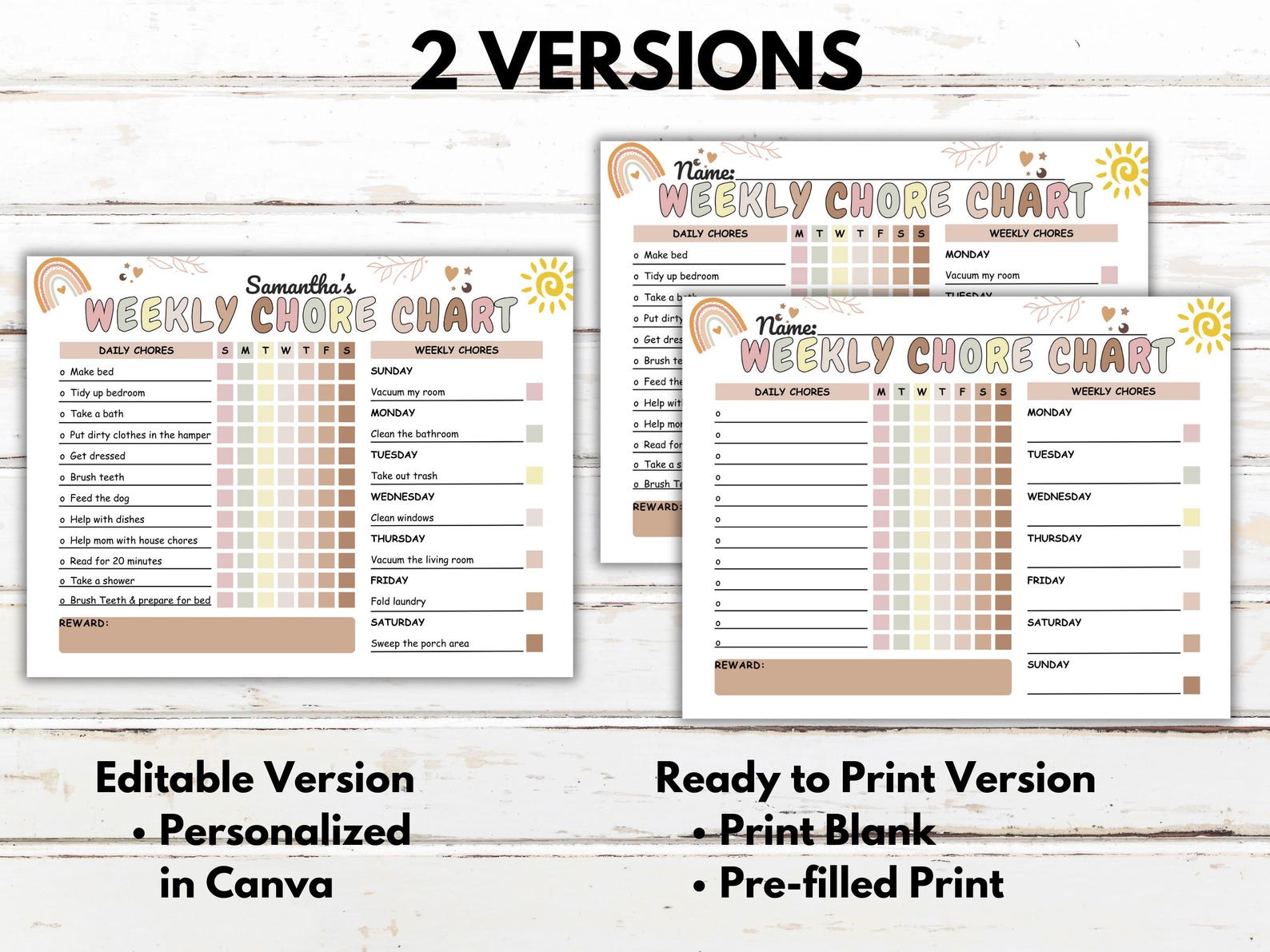 Editable Kids Weekly Chore Chart, Chore Checklist, Chore Tracker, Kids ...