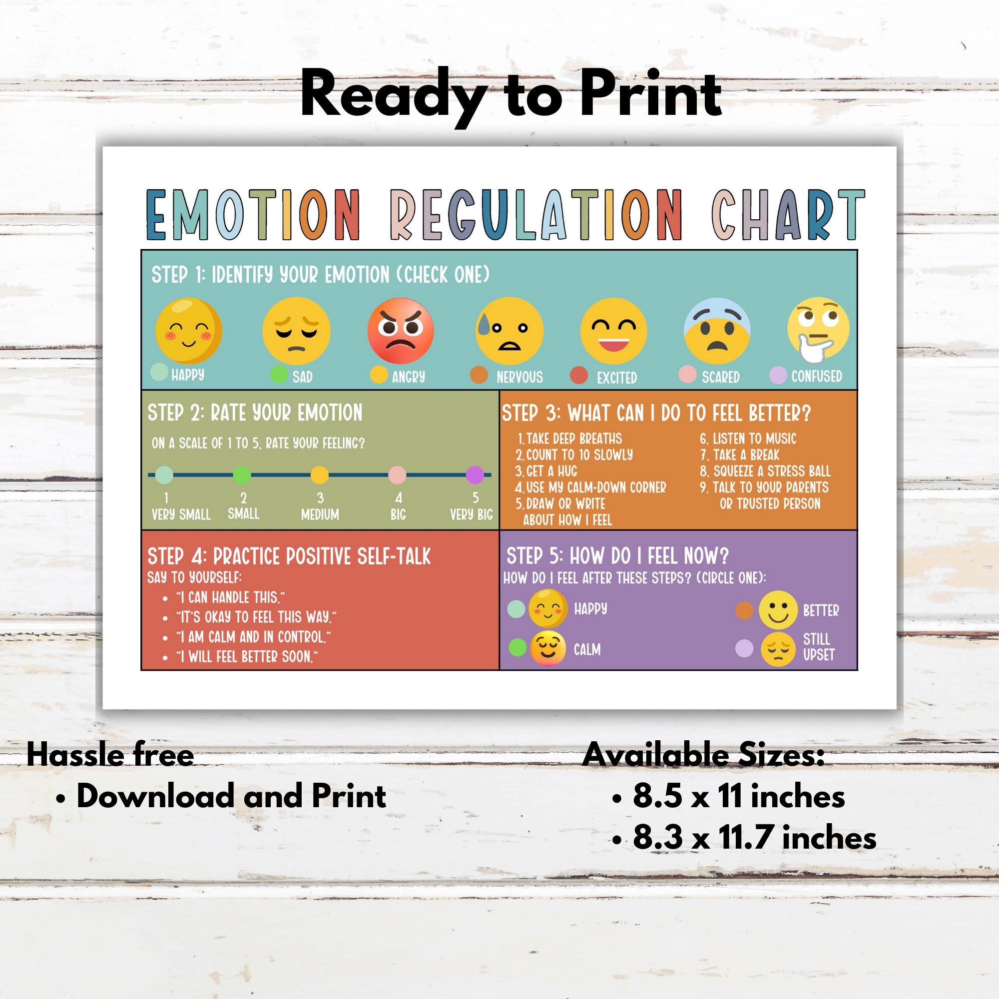 Kids Emotion Regulation Chart, Kids Emotion Management Chart, Feelings ...