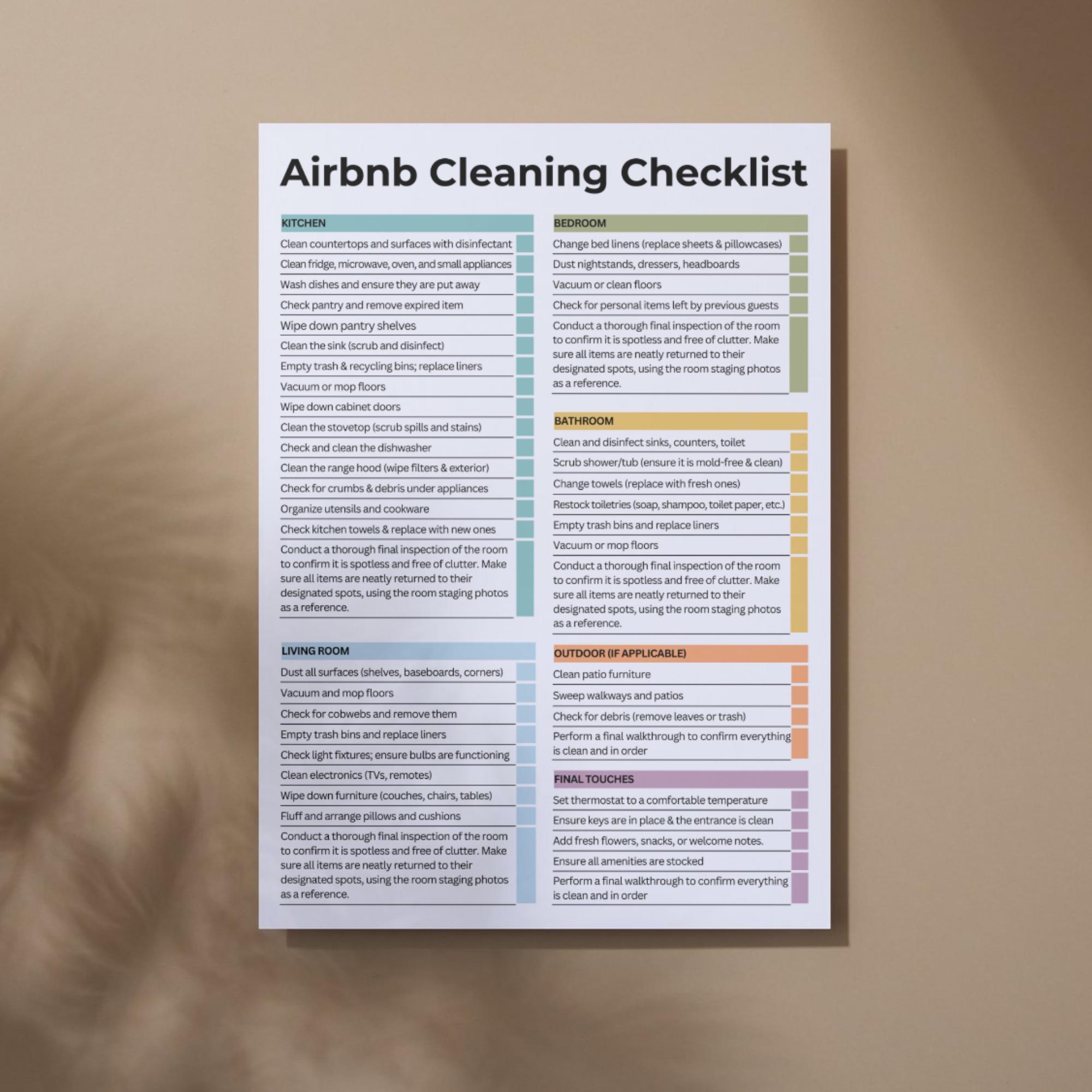 Airbnb Housekeeping Checklist, Airbnb Cleaning Planner, Airbnb Cleaning ...