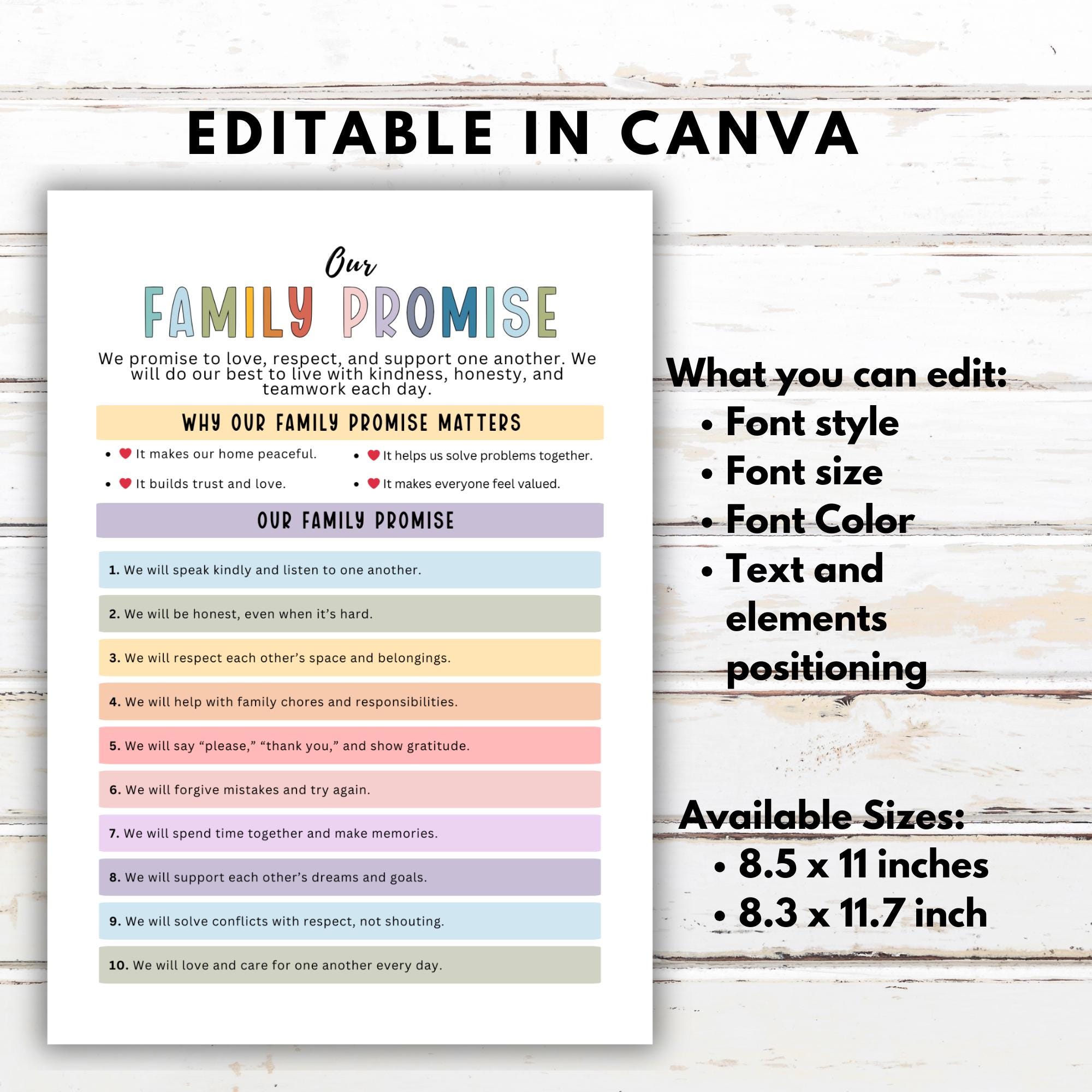 Family Promise Template, Family Good Behavior Chart, Family House Rules ...