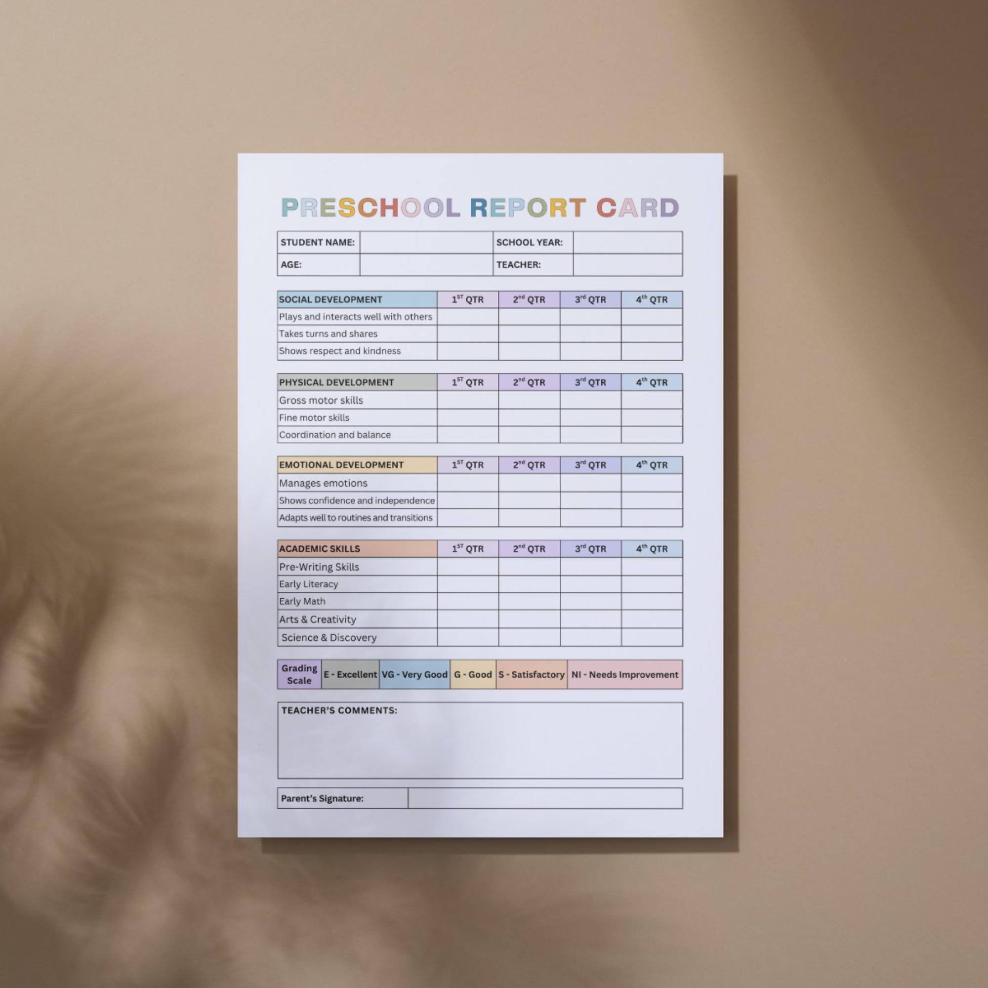 Editable Homeschool Report Card, Preschool Report Card, Homeschooling ...