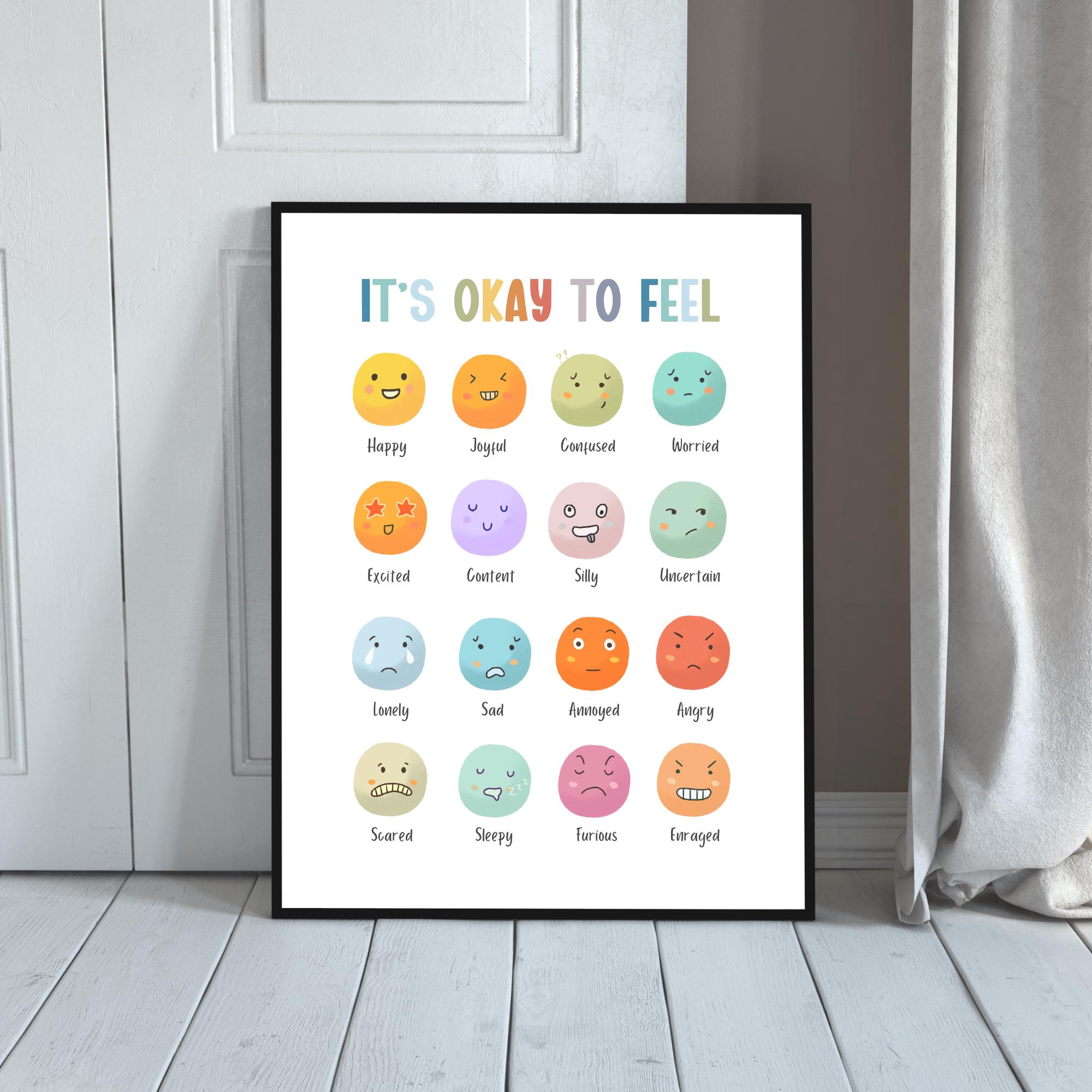 It's Okay to Feel Poster, Feelings Chart Poster, Homeschool Classroom ...