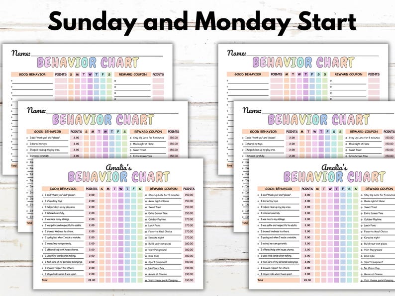 Editable Behavior Chart, Behavior Chart for Kids, Behavior Tracker ...