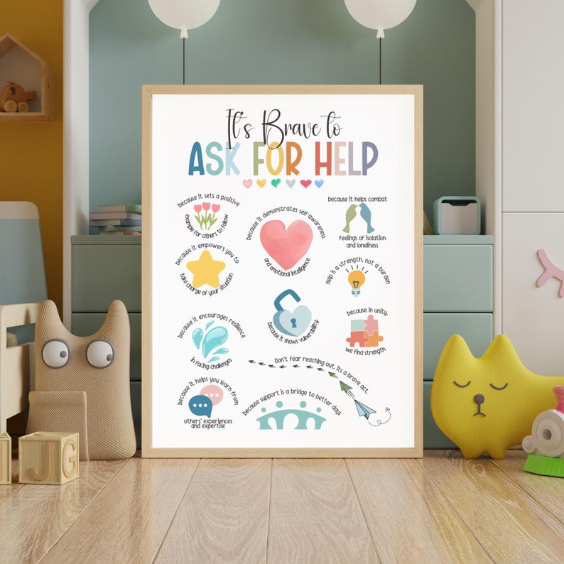 It's Okay to Ask for Help Mental Health Poster, Therapy Office Decor ...