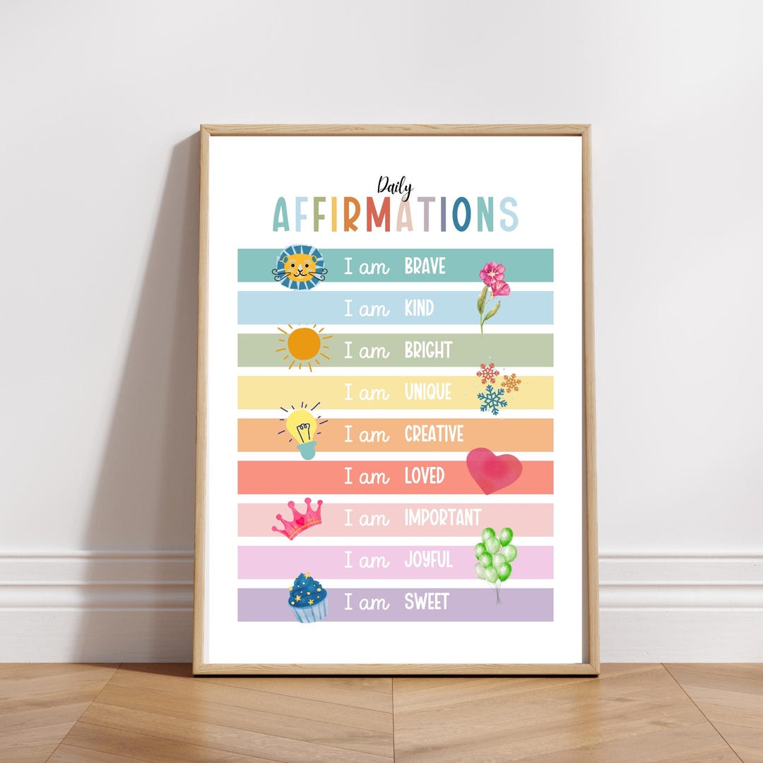 Kids Daily Affirmation Poster, Positive Affirmations Wall Art ...
