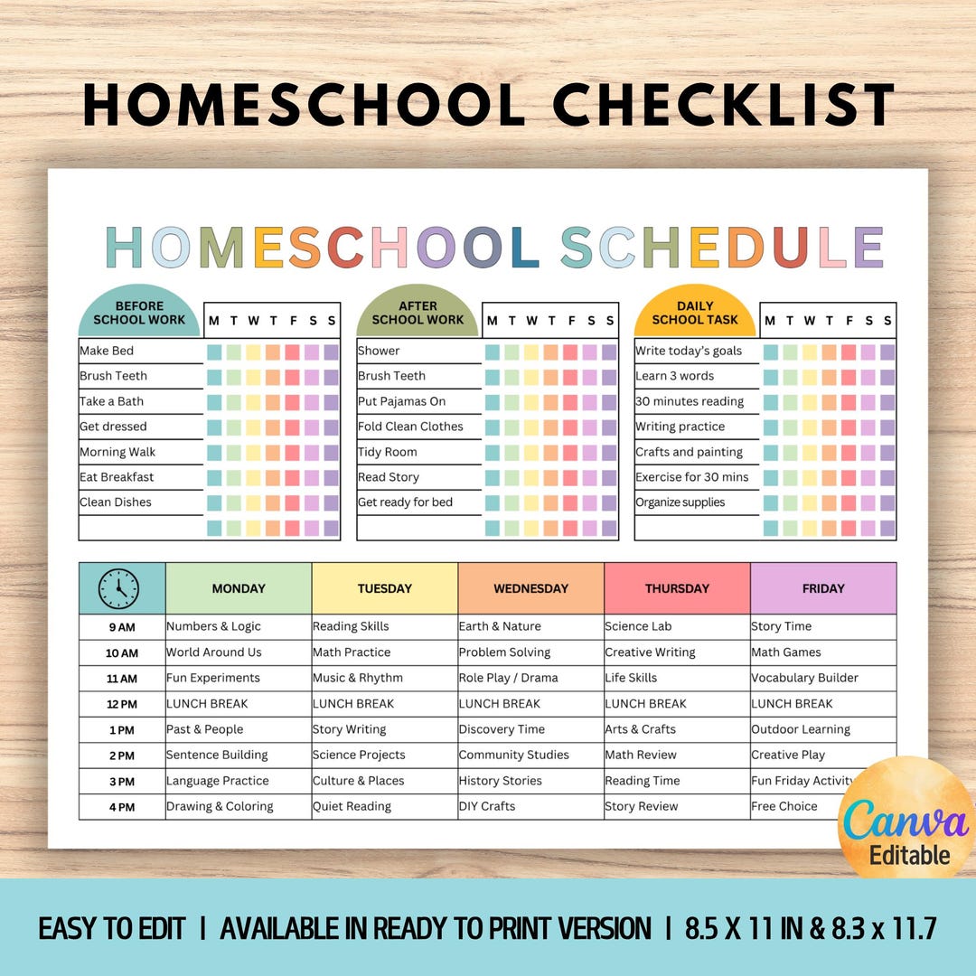 Homeschool Checklist, Homeschool Schedule, Homeschool Planner, Kids ...