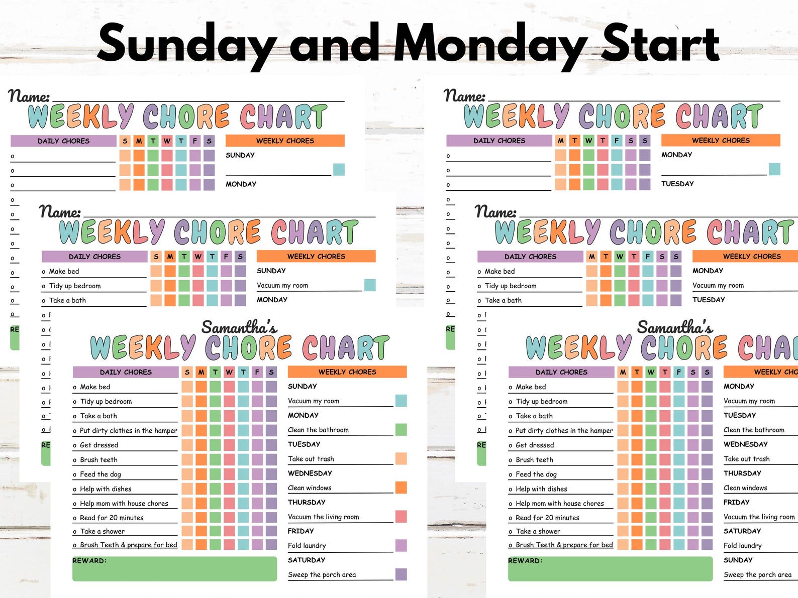Editable Weekly Chore Chart for Kids, Kids Chore Tracker, Kids Daily ...