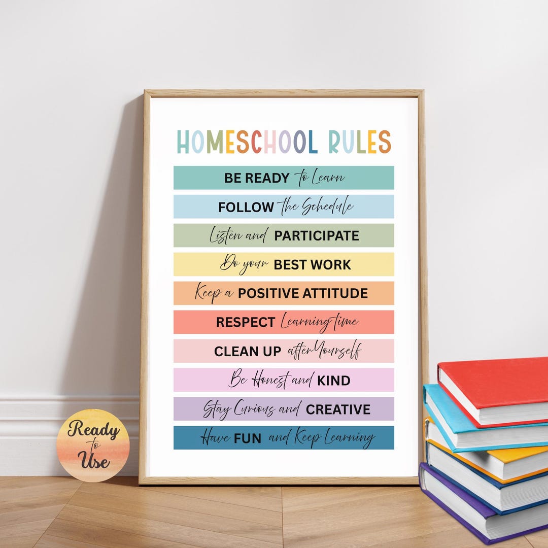 Printable Homeschool Rules Poster, Homeschool Rules for Kids ...