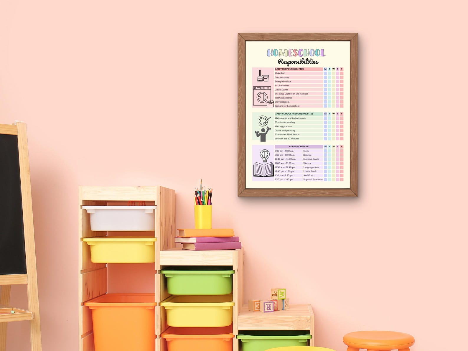 Kids Homeschool Responsibilities Chart, Kids Homeschool Chore Chart ...