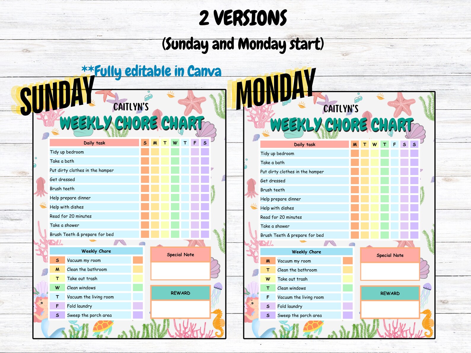 Kids Task Chart Task Chart Chore Chart Printable Editable Chore Chart ...