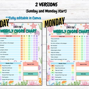 Kids Task Chart Task Chart Chore Chart Printable Editable Chore Chart ...