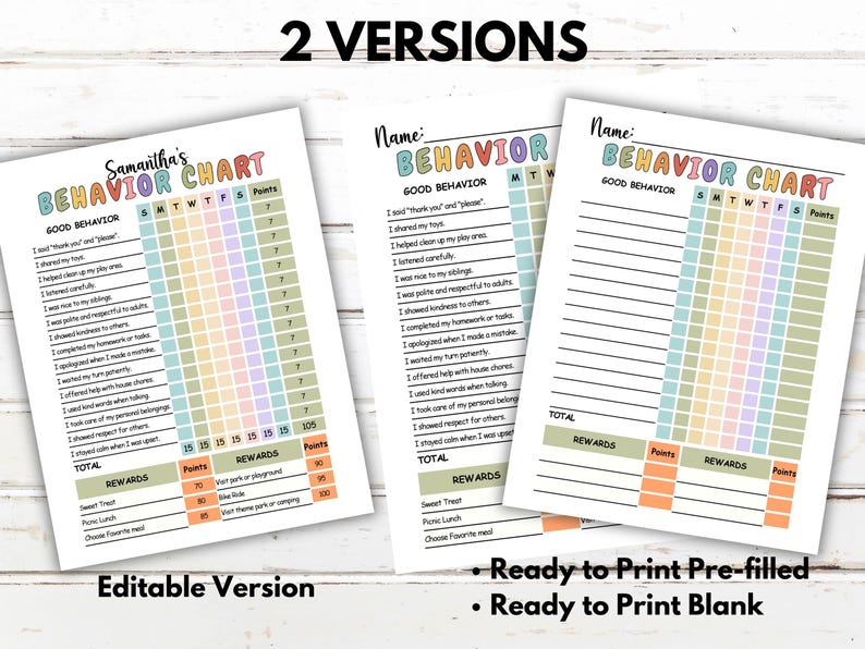 Kids Behavior Chart, Behavior Checklist, Good Behavior Tracker, Good ...